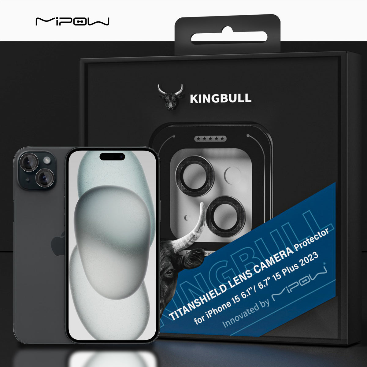 MIPOW KingBull Camera Lens Protector for iPhone 15 and iPhone 15 Plus