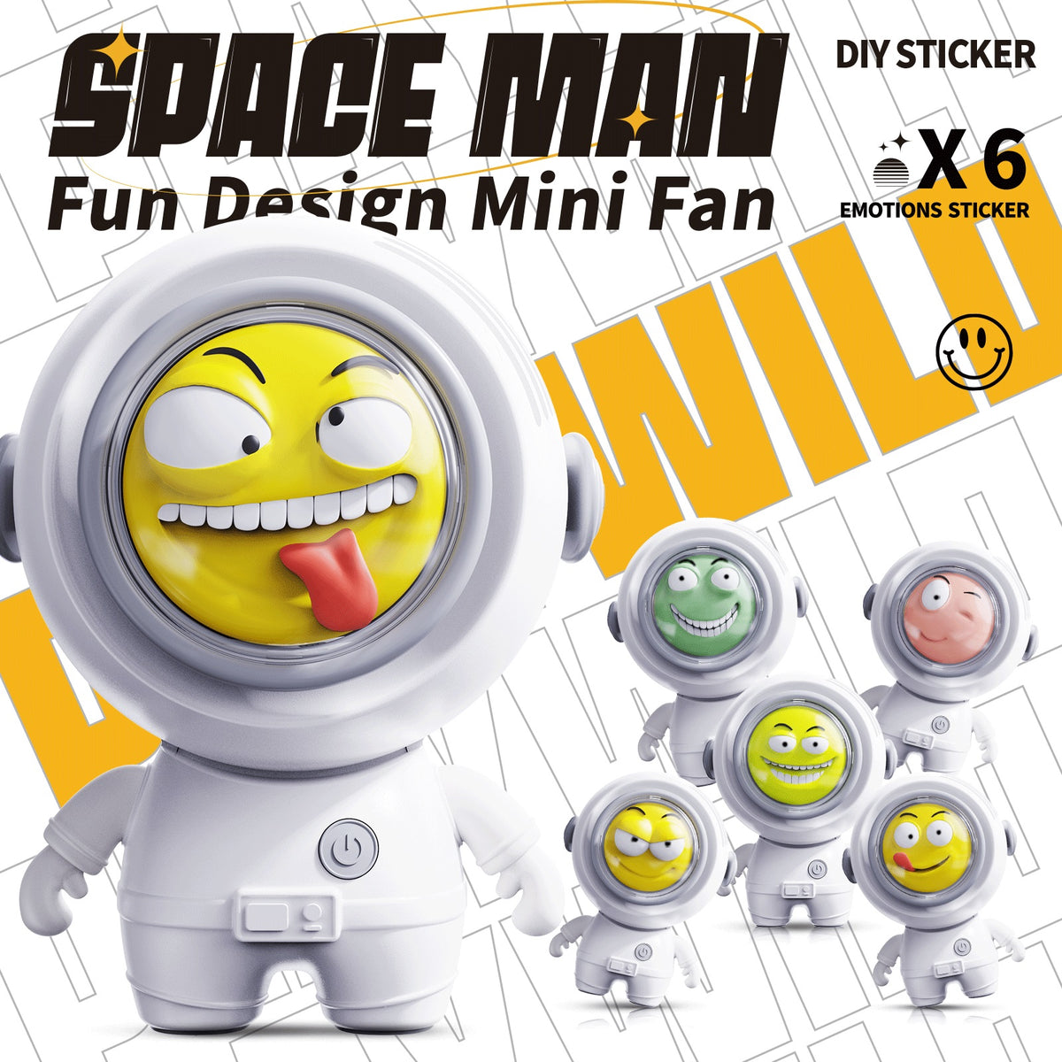 MIPOW Spaceman／Astronaut Designed Portable Neck Fan Summer DIY Sticker ...