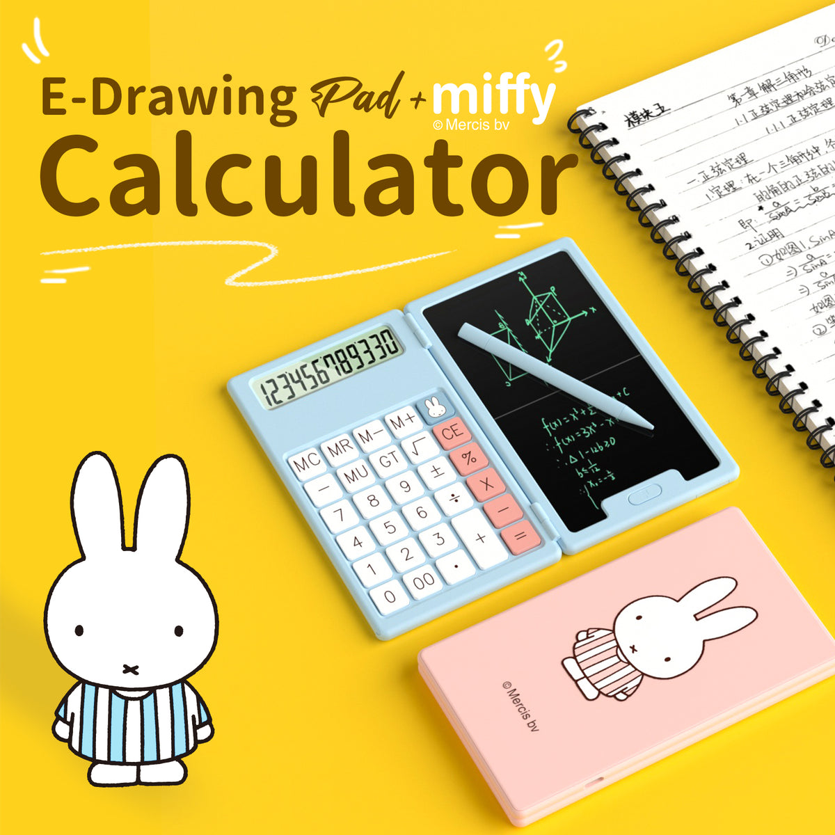 MIPOW x Miffy Desktop Portable Calculator with E-NotePad Drawing Tablet ...