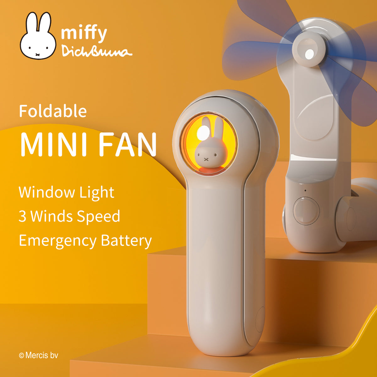MIPOW x Miffy Portable Folding MINI Fans Handheld USB Charging Power ...